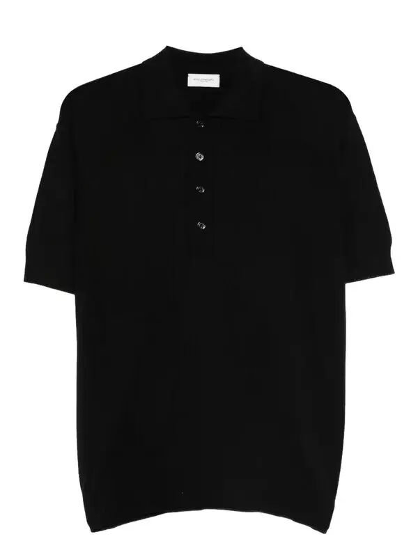 PAOLO PECORA Buttoned Short-sleeve Polo Shirt - Black