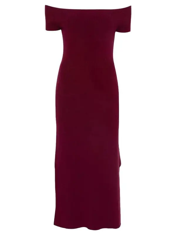 Eric Bompard Bardot Knitted Midi Dress - Red