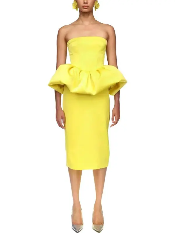 David Koma Peplum-detail Corseted Midi Dress - Yellow