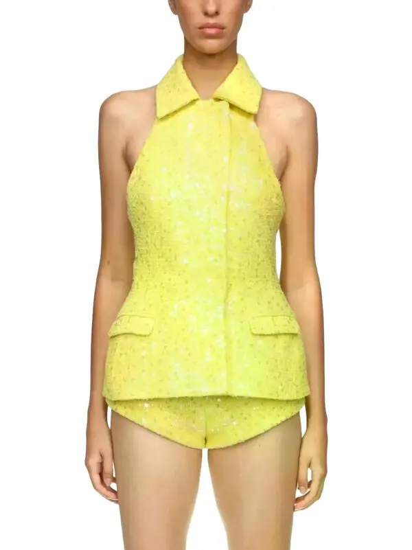 David Koma Sequin-embellished Tailored Vest Top - Yellow
