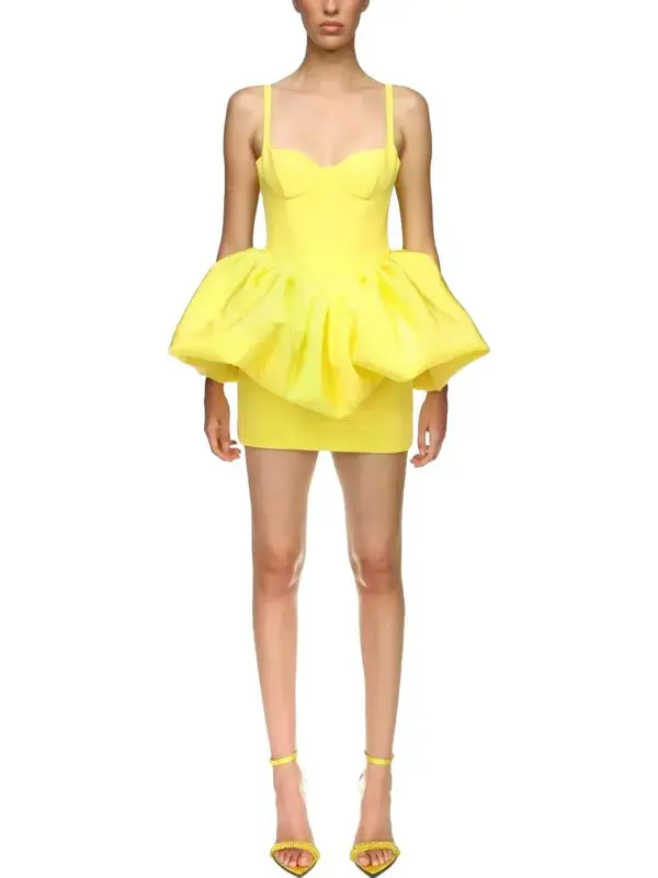 David Koma Puff Skirt-detail Mini Dress - Yellow