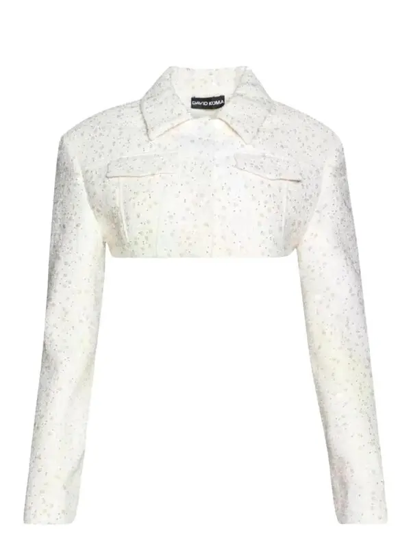 David Koma Sequin-embellished Cropped Jacket - White