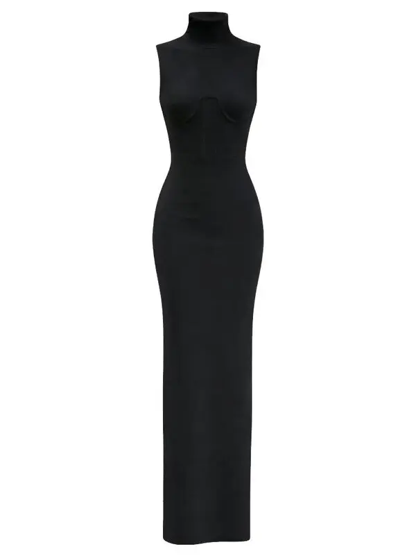 NENSI DOJAKA Gwyneth Turtleneck Maxi Dress - Black
