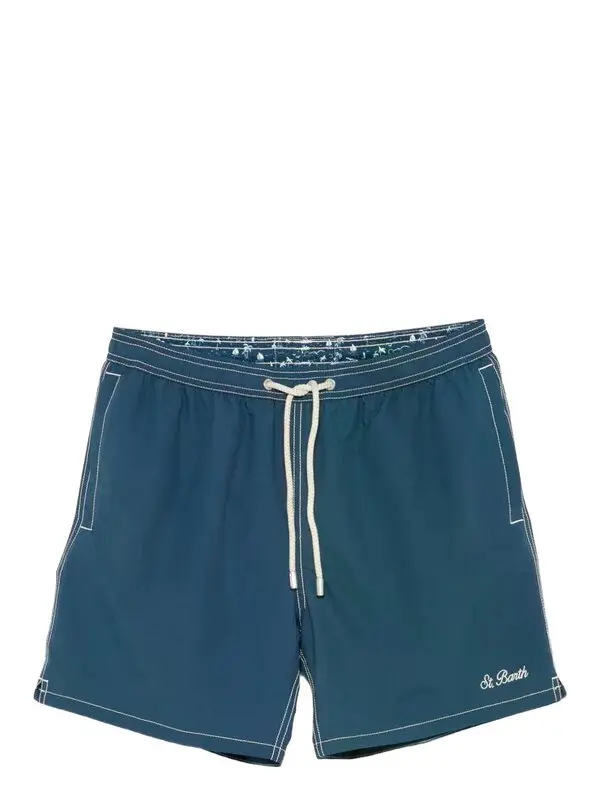 MC2 SAINT BARTH Contrast-trim Swim Shorts - Blue
