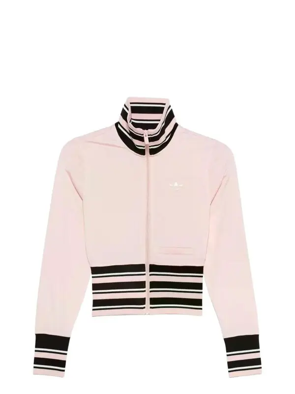 Adidas Striped Zip-up Sweater - Pink