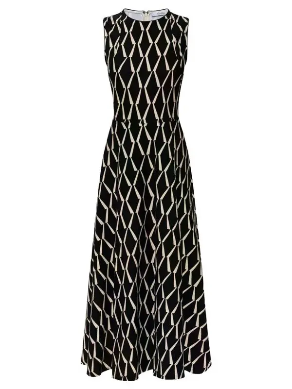Max Mara Patterned Jersey Midi Dress - Black