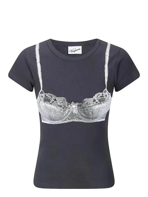 Vaquera Bra-print T-shirt - Black