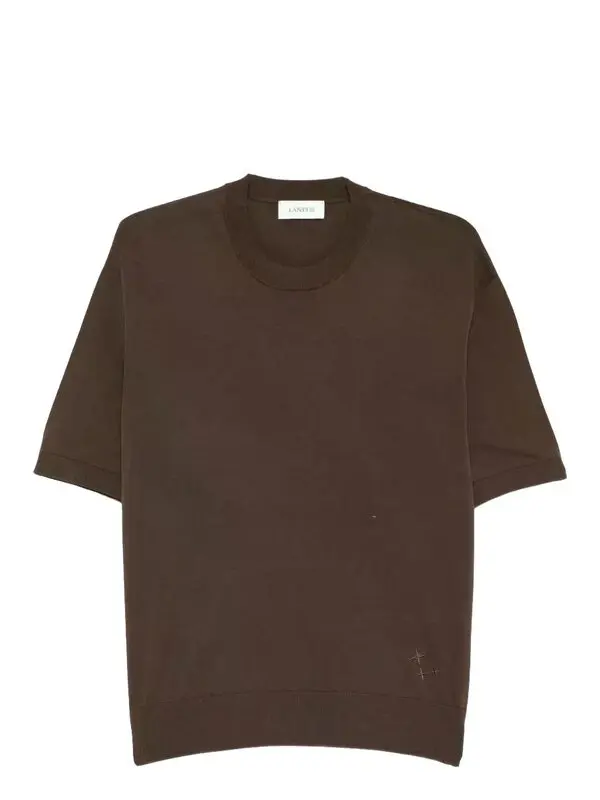 LANEUS Logo-embroidered Crew-neck T-shirt - Brown