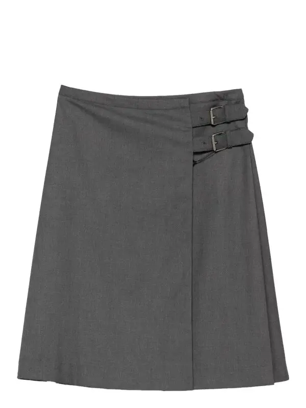 DUNST A-line Midi Skirt - Grey