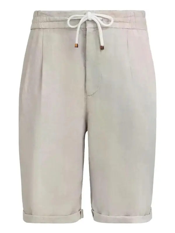 Brunello Cucinelli Garment-dyed Bermuda Shorts With Drawstring And Pleat - Neutrals