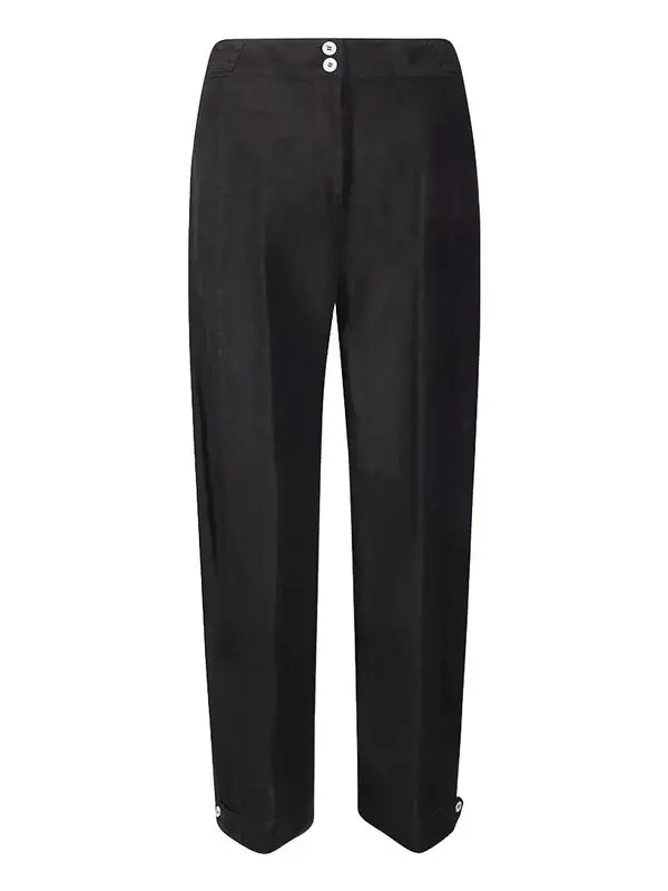 M.S.M MILANO Straight-leg Linen Trousers - Black