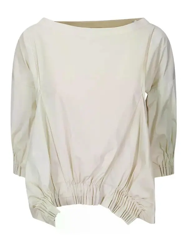 M.S.M MILANO Asymmetric Pleated Blouse - Neutrals