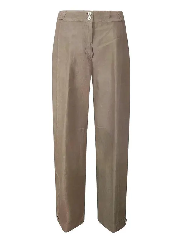 M.S.M MILANO Straight-leg Linen Trousers - Brown