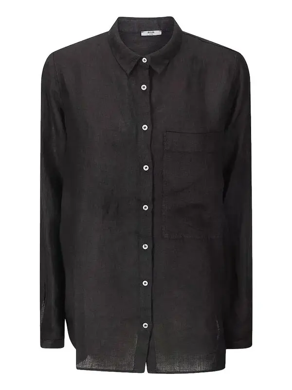 M.S.M MILANO Chest-pocket Linen Shirt - Black