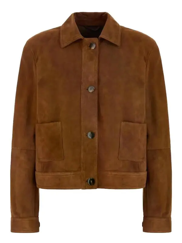Max Mara Buttoned Leather Jacket - Brown
