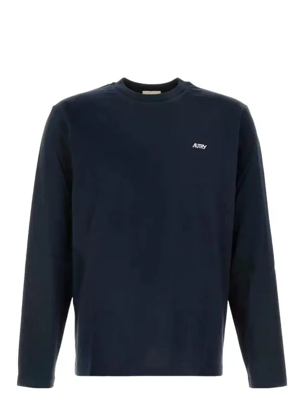 AUTRY Long-sleeve Logo-embroidered T-shirt - Blue