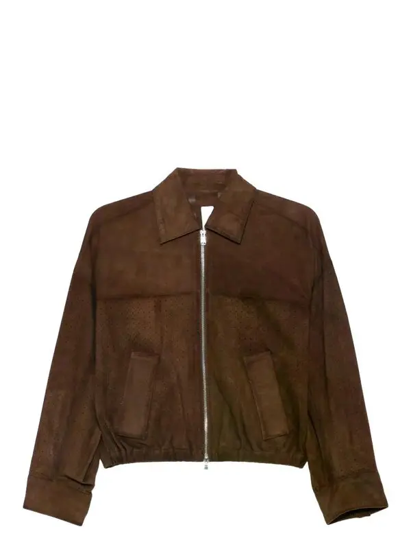 BULLY Perforated Leather Zip Jacket - Brown