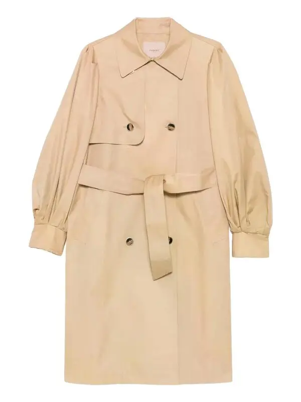 TWINSET Double-breasted Belted Coat - Neutrals