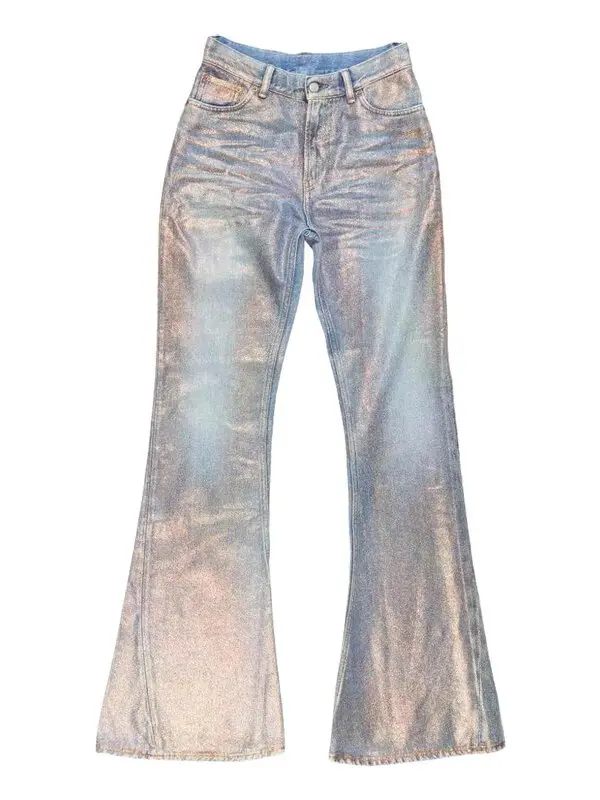 Acne Studios Fitted Glitter Bell-bottom Trousers - Blue