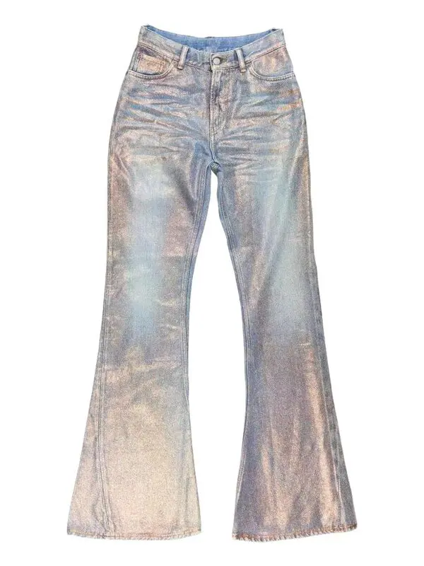 Acne Studios Fitted Glitter Bell-bottom Trousers - Blue