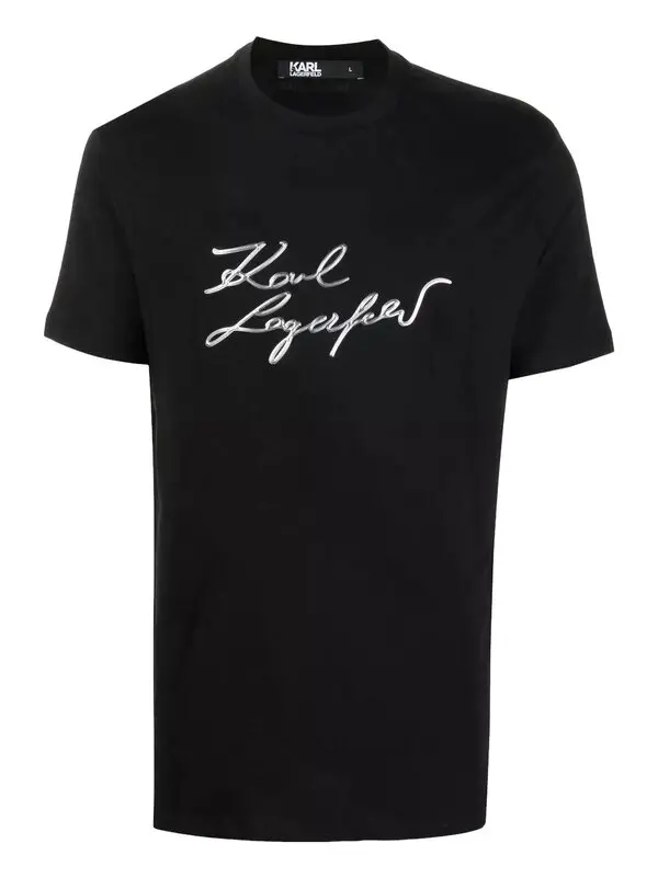 Karl Lagerfeld Logo-embossed Cotton T-shirt - Black