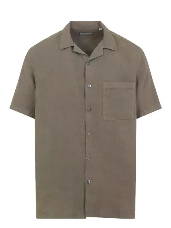 Canali Pocket Linen Shirt - Brown