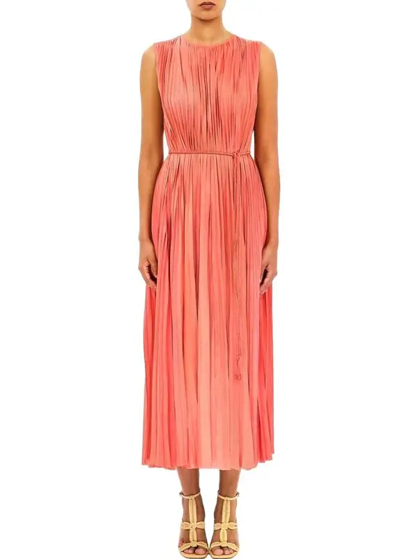 Ulla Johnson Fianna Pleated Midi Dress - Orange