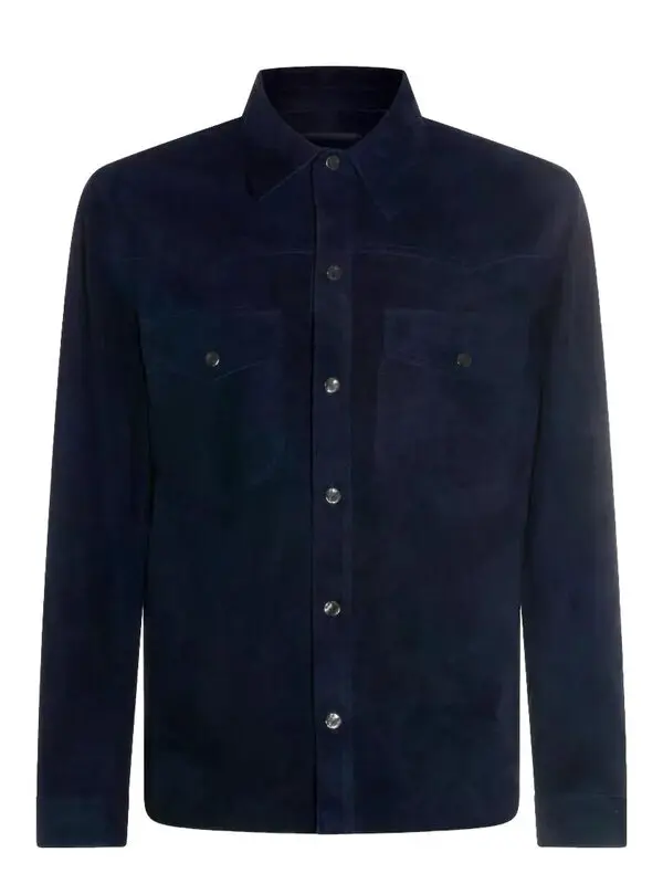 SALVATORE SANTORO Buttoned Suede Jacket - Blue