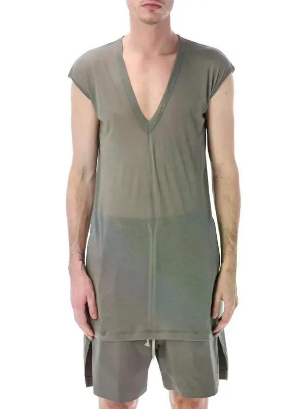 Rick Owens Deep V-neck Sleeveless T-shirt - Grey