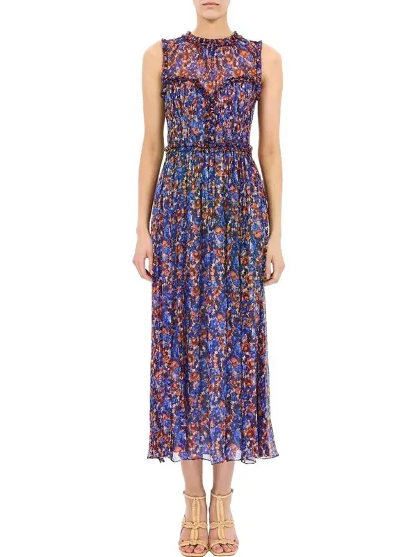 Ulla Johnson Kasia Ruffled Silk Midi Dress - Purple