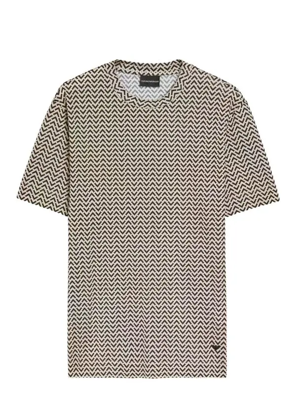 Emporio Armani Chevron-patterned T-shirt - Neutrals