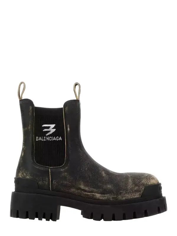 Balenciaga Strike Leather Chelsea Boots - Black