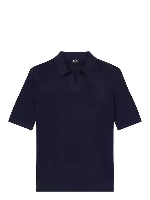Zegna V-neck Polo Shirt - Blue