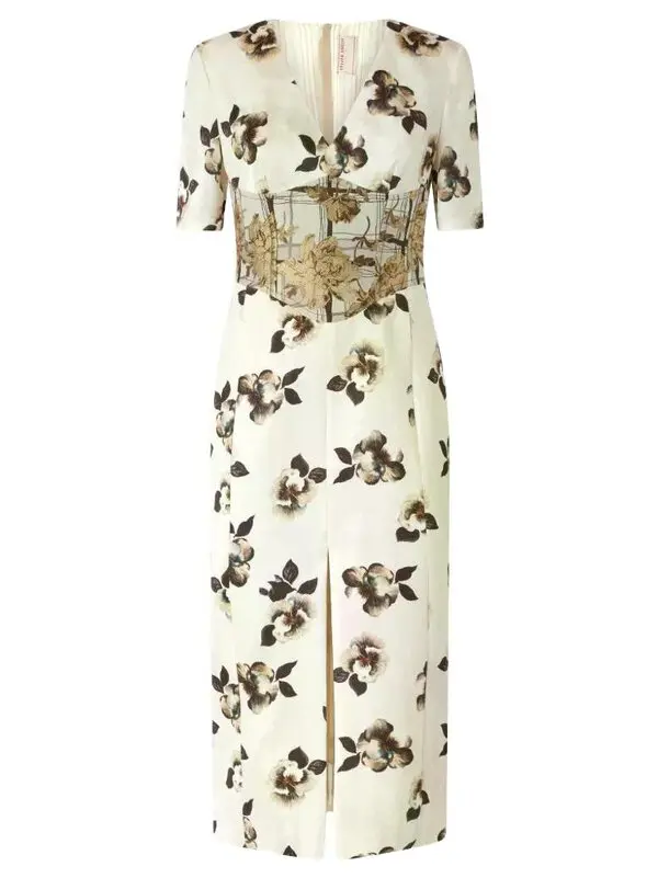 Antonio Marras Floral V-neck Midi Dress - Neutrals