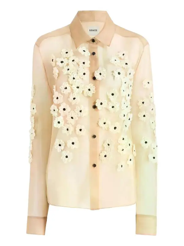 Khaite Floral-embellished Shirt - Neutrals