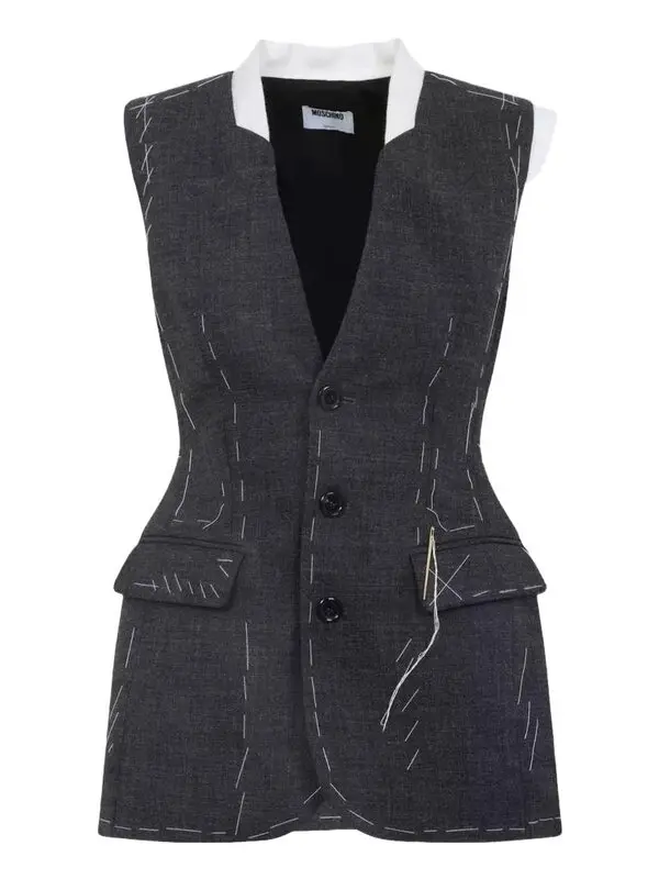 Moschino Stitching-detail Vest - Grey