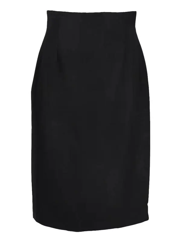Gianfranco Ferre Office Wool Midi Skirt - Black