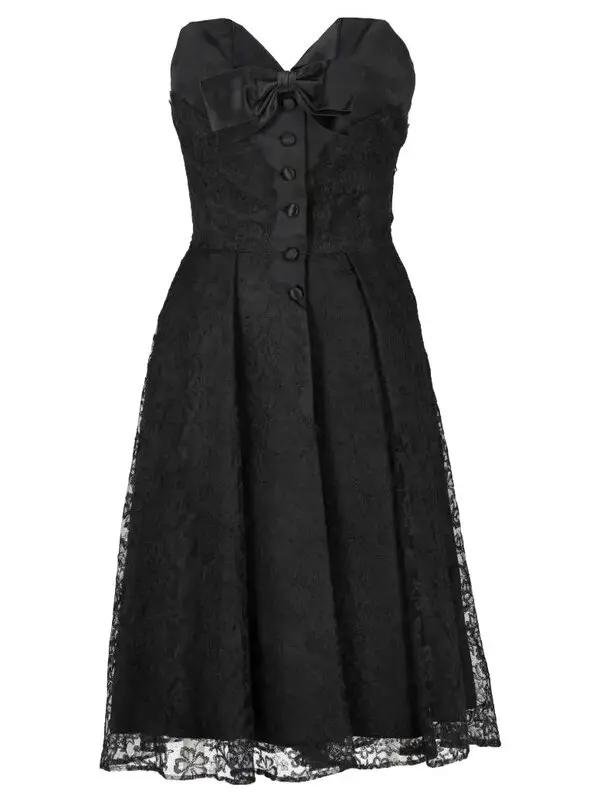 Vintage 1950s Lace Cocktail Midi Dress - Black