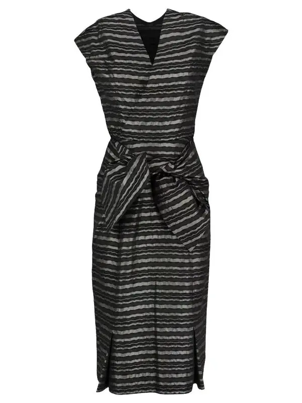 Vintage Sleeveless Striped Dress - Grey