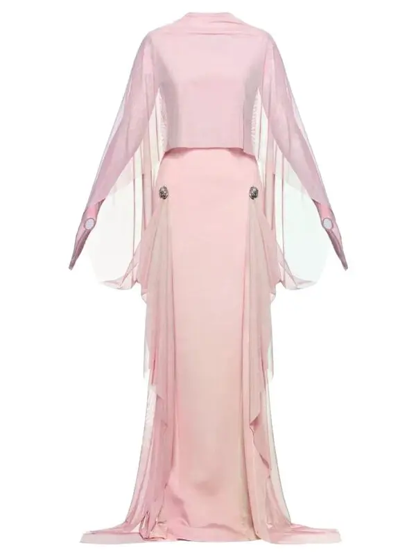 CHATS BY C.DAM Drape Maxi Dress With Helix Buttons - Pink