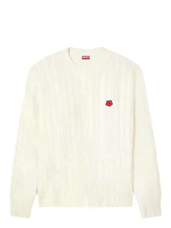 Kenzo Boke Flower Cable-knit Sweater - Neutrals