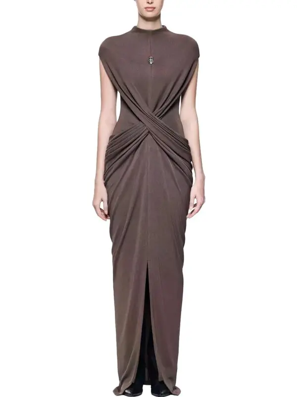 CHATS BY C.DAM Myla Draping-detail Maxi Dress - Brown