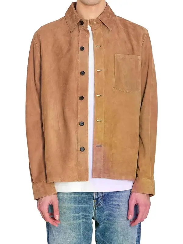 ARMA Button Suede Overshirt - Brown