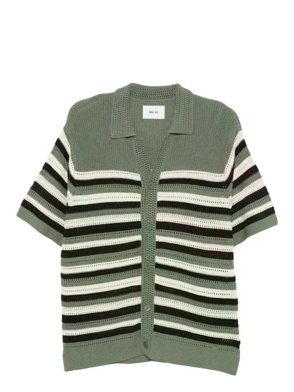 Nn07 Lars Striped Shirt - Green