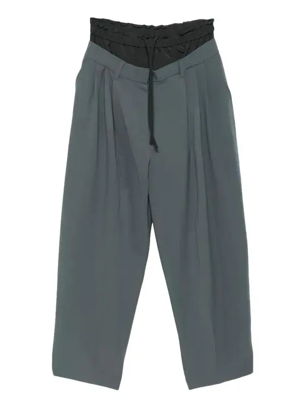 SYSTEM Pleated Drawstring Trousers - Grey