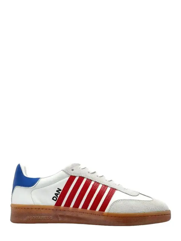 Dsquared2 Boxer Striped Leather Sneakers - White