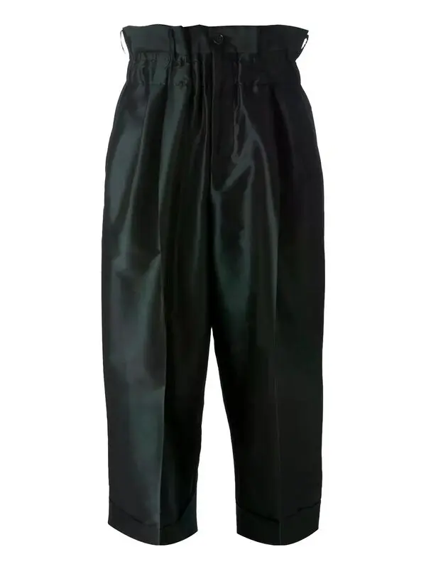 Comme Des Garçons Cropped Pleated Trousers - Black