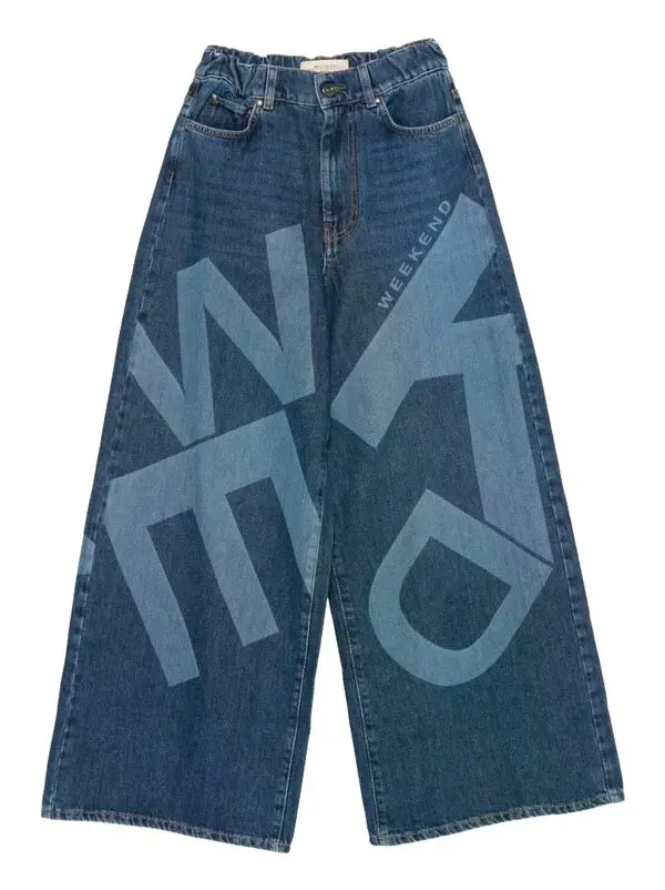 Max Mara Lettering Wide Leg Jeans - Blue
