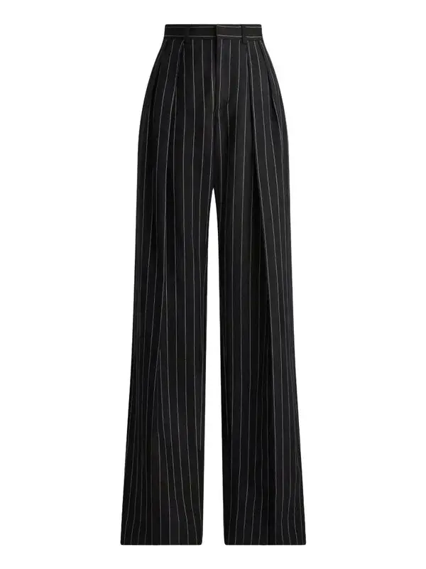 Ralph Lauren Striped Pleated Trousers - Black