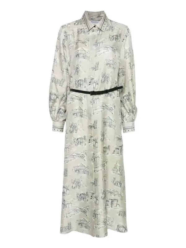 Max Mara Patterned Shirt Dress - Grey